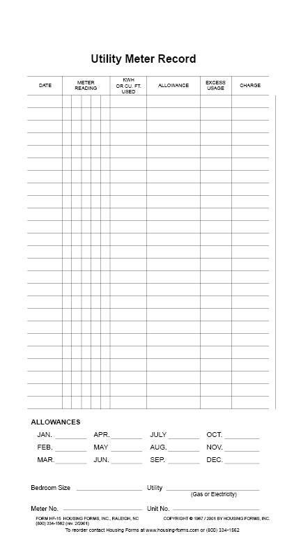 HF-15 Utility Meter Record – Housing-Forms