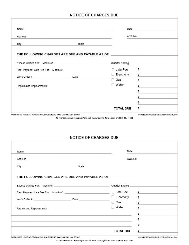 HF-32 Notice of Charges Due – Housing-Forms