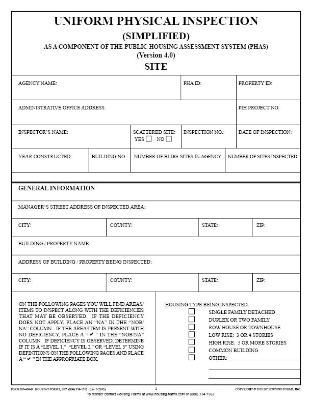 HF-400-B UPCS Site Inspectable (includes definitions) – Housing-Forms