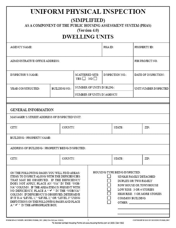 HF-413 UPCS Dwelling Units (includes definitions) – Housing-Forms