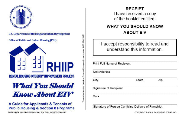 HF-54 EIV Receipt – Housing-Forms