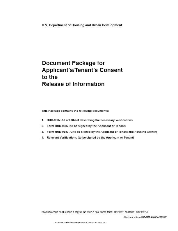 HUD-9887/9887A Release of Information – Housing-Forms