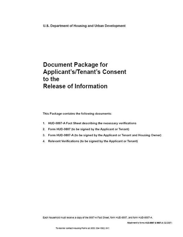 HUD-9887/9887A Release of Information – Housing-Forms